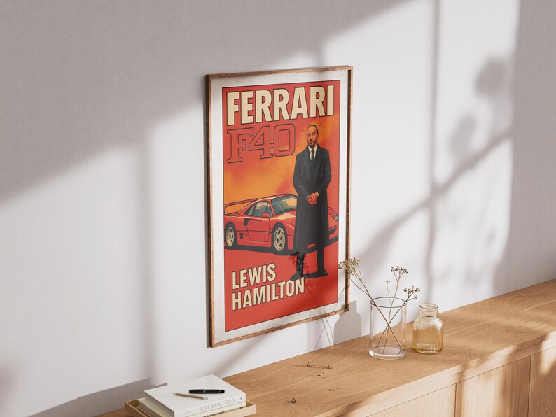 Ferrari F40 Poster – Lewis Hamilton in Maranello - Etsy