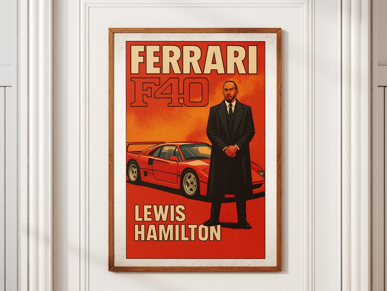 Ferrari F40 Poster – Lewis Hamilton in Maranello - Etsy