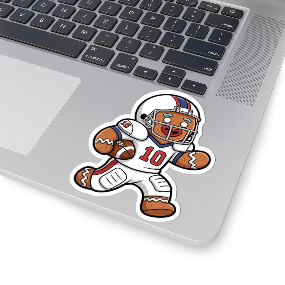 Cute Gingerbread Man Playing American Football Kiss-cut Vinyl Sticker ...