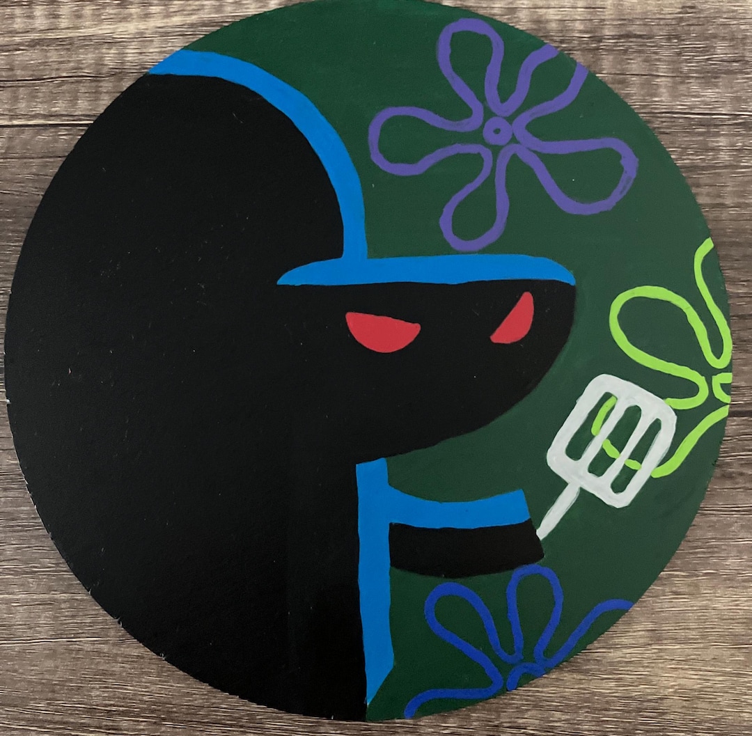 Circular Spongebob Hash-slinging Slasher Art Piece Homemade Wooden ...