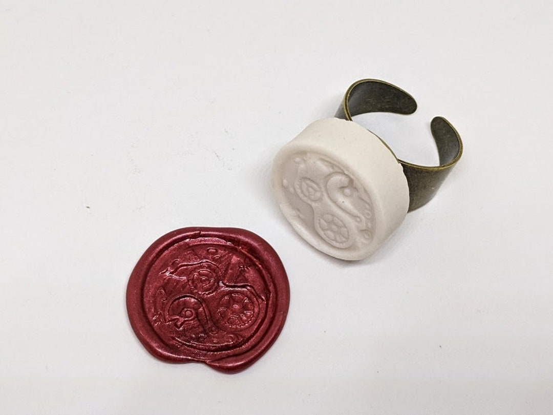 Watch Movement Wax Seal Signet Ring Handmade Vitrified Porcelain in ...
