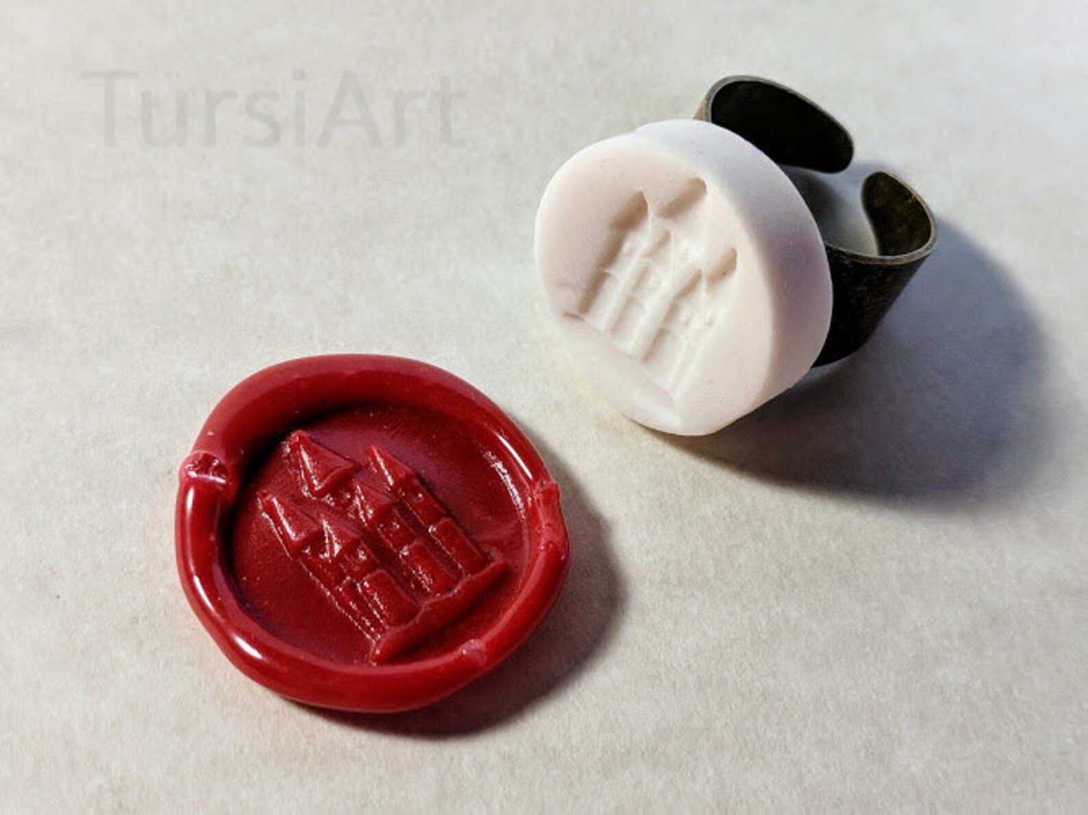 Castle Wax Seal Signet Ring Handmade Using Vitrified Porcelain | Etsy