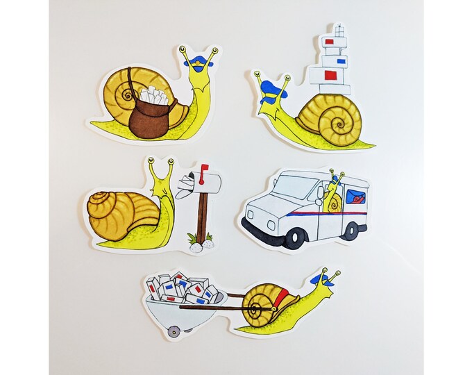 Snail Mail 5 Sticker Set. Weatherproof and Dishwasher Safe Five Poly ...