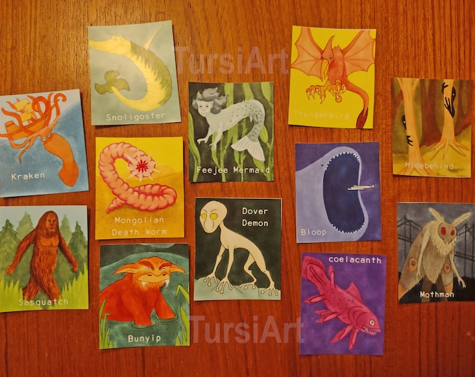 Creepy Cute Cryptids 12 Sticker Set. Weatherproof and Dishwasher Safe ...