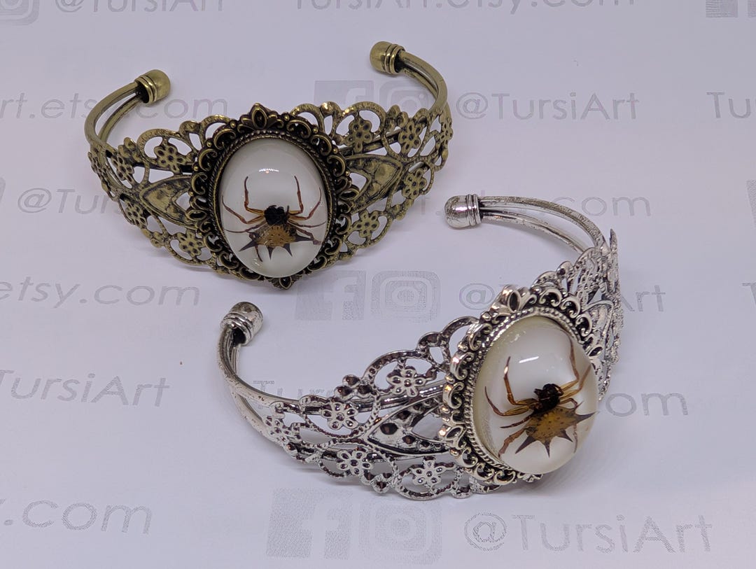 Real Spiny Orb Weaver Spider Filigree Bangle Bracelet. Insect Taxidermy ...