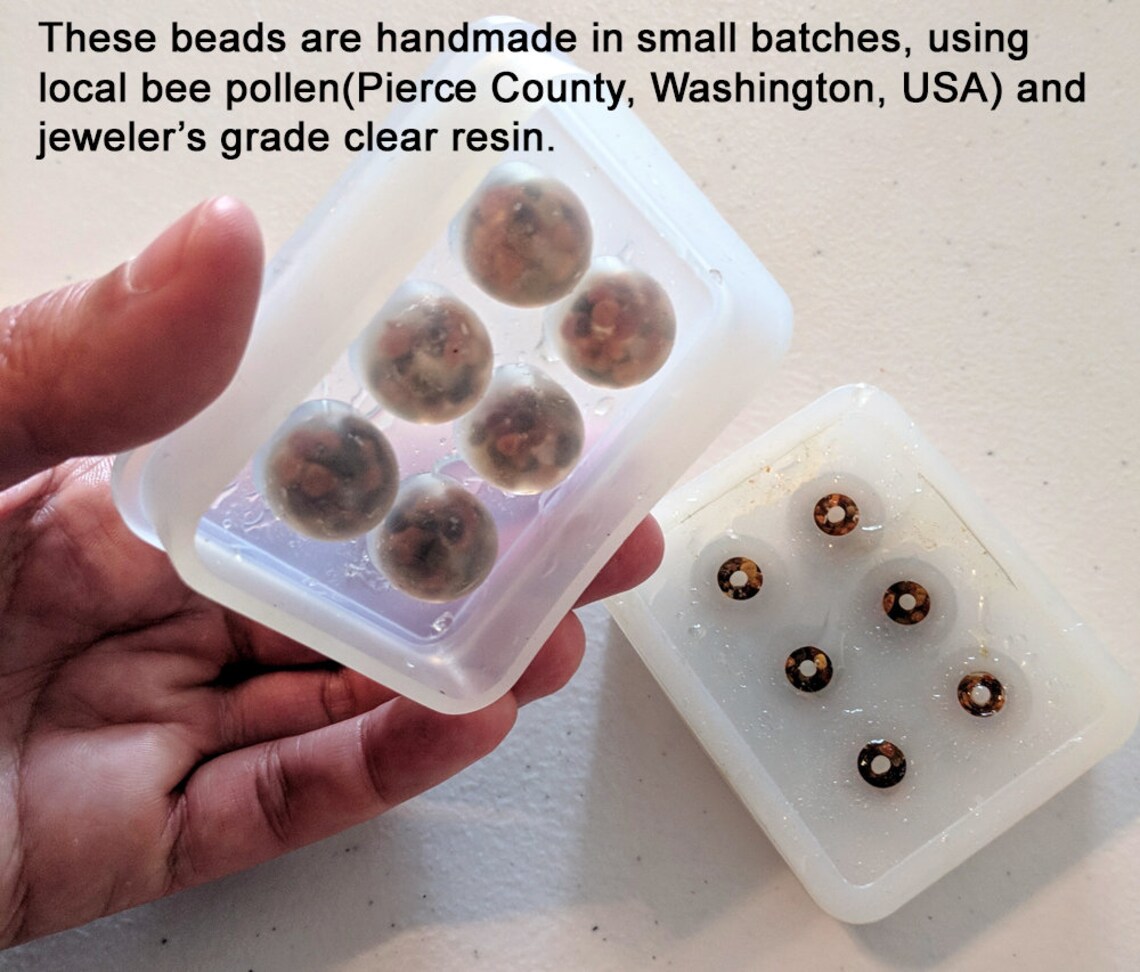 Bee Pollen Earrings Real Honey Bee Pollen in resin Dangle | Etsy