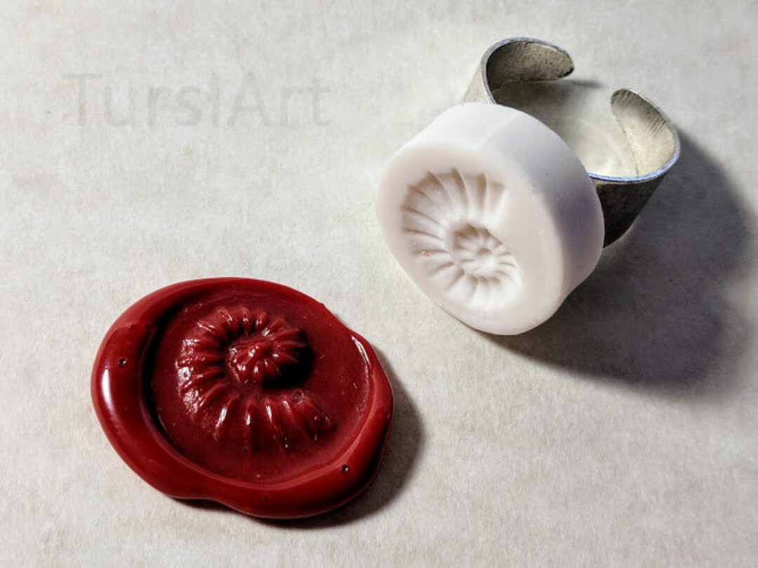 Seashell Wax Seal Signet Ring Handmade Vitrified Porcelain in Silver or ...