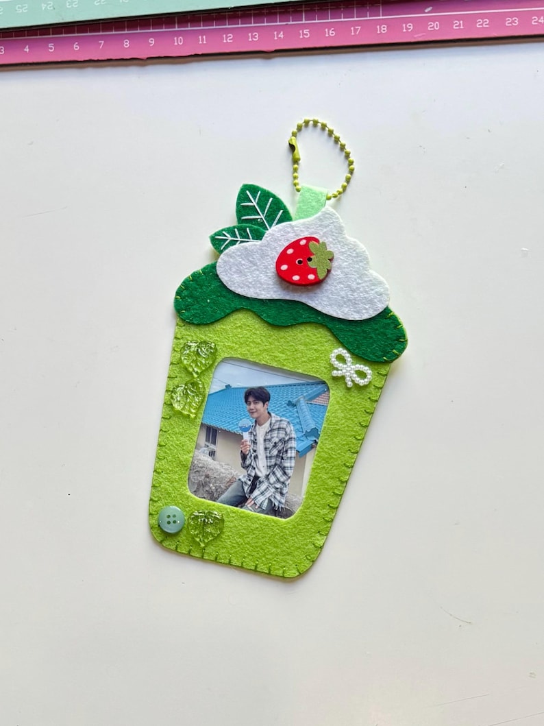 Matcha Latte Theme – Handmade Felt Photo Frame Keychain - Etsy