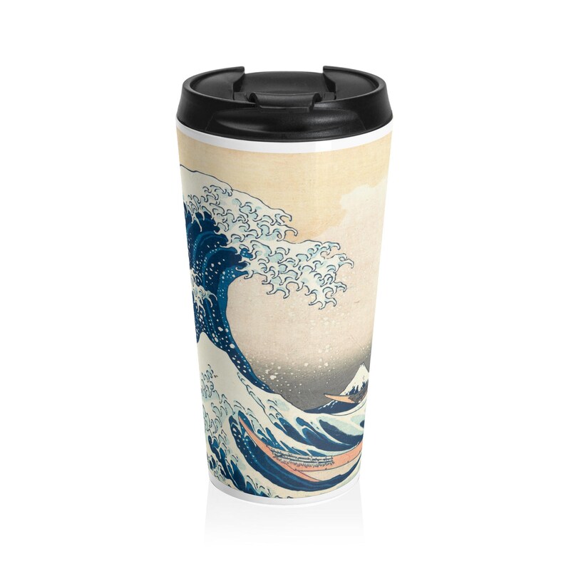 Katsushika Hokusai Ukiyoe Ocean Wave Stainless Steel Travel Mug, Coffee ...