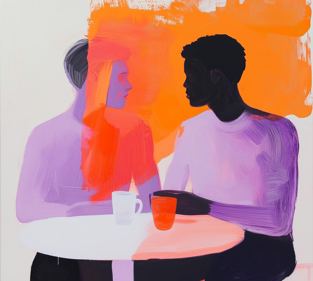 Queer Digital Wall Art Print Intimate Café Moment, Modern LGBTQ+ Wall ...