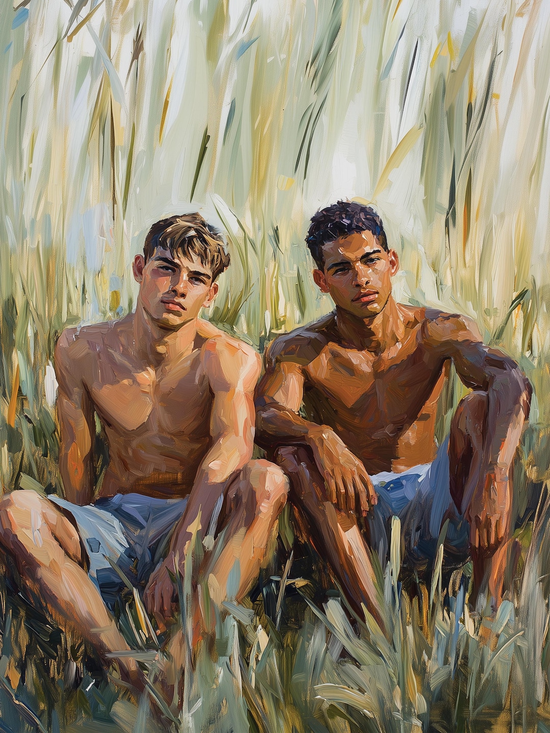 Golden Hour Companionship - Gay Couple Nature Art Print. Gay Poster ...