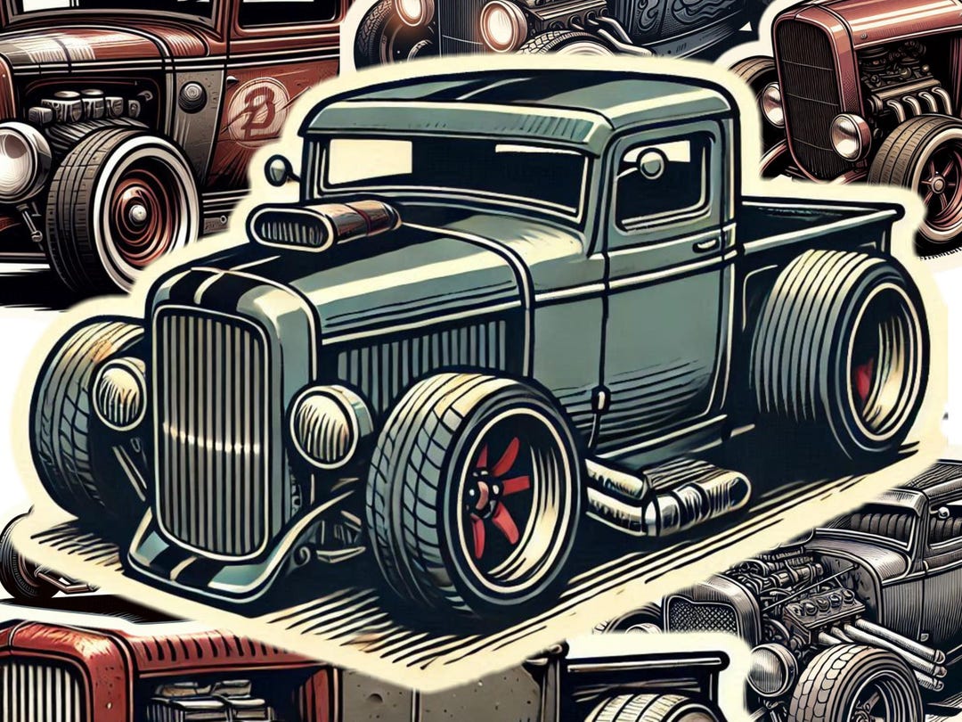 Steampunk Hot Rod Custom Stickers Retro Futuristic for Craft, DIY ...