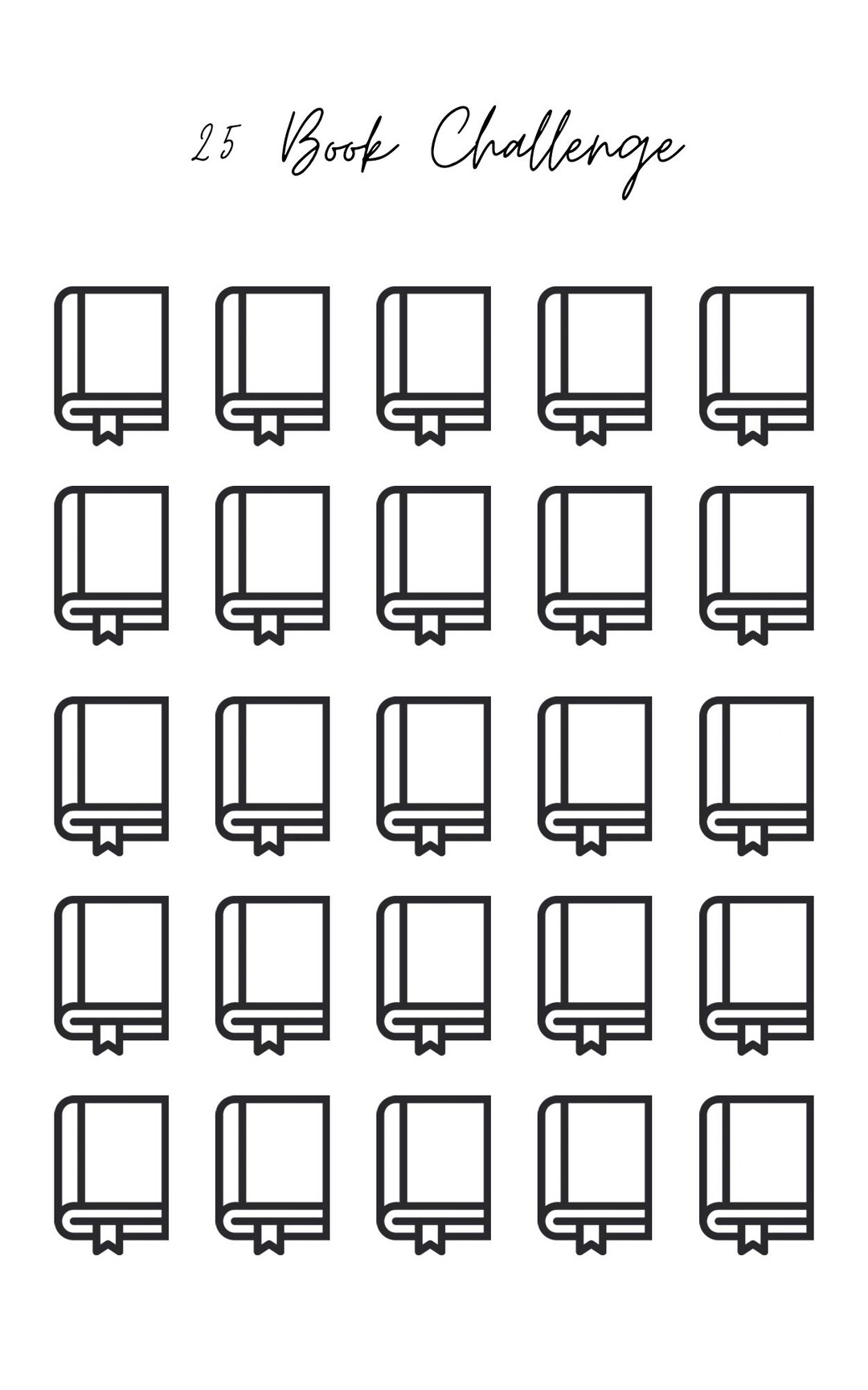 25 Book Challenge Tracker Digital Download - Etsy