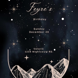 Acotar-inspired Birthday Invitation | Velaris Night Court Theme ...