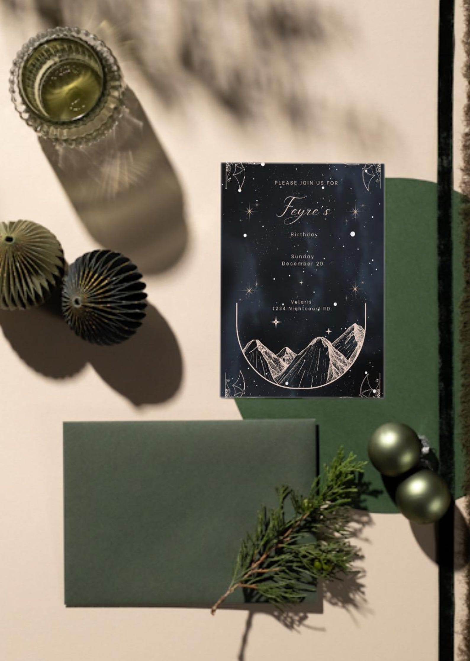 Acotar-inspired Birthday Invitation | Velaris Night Court Theme ...
