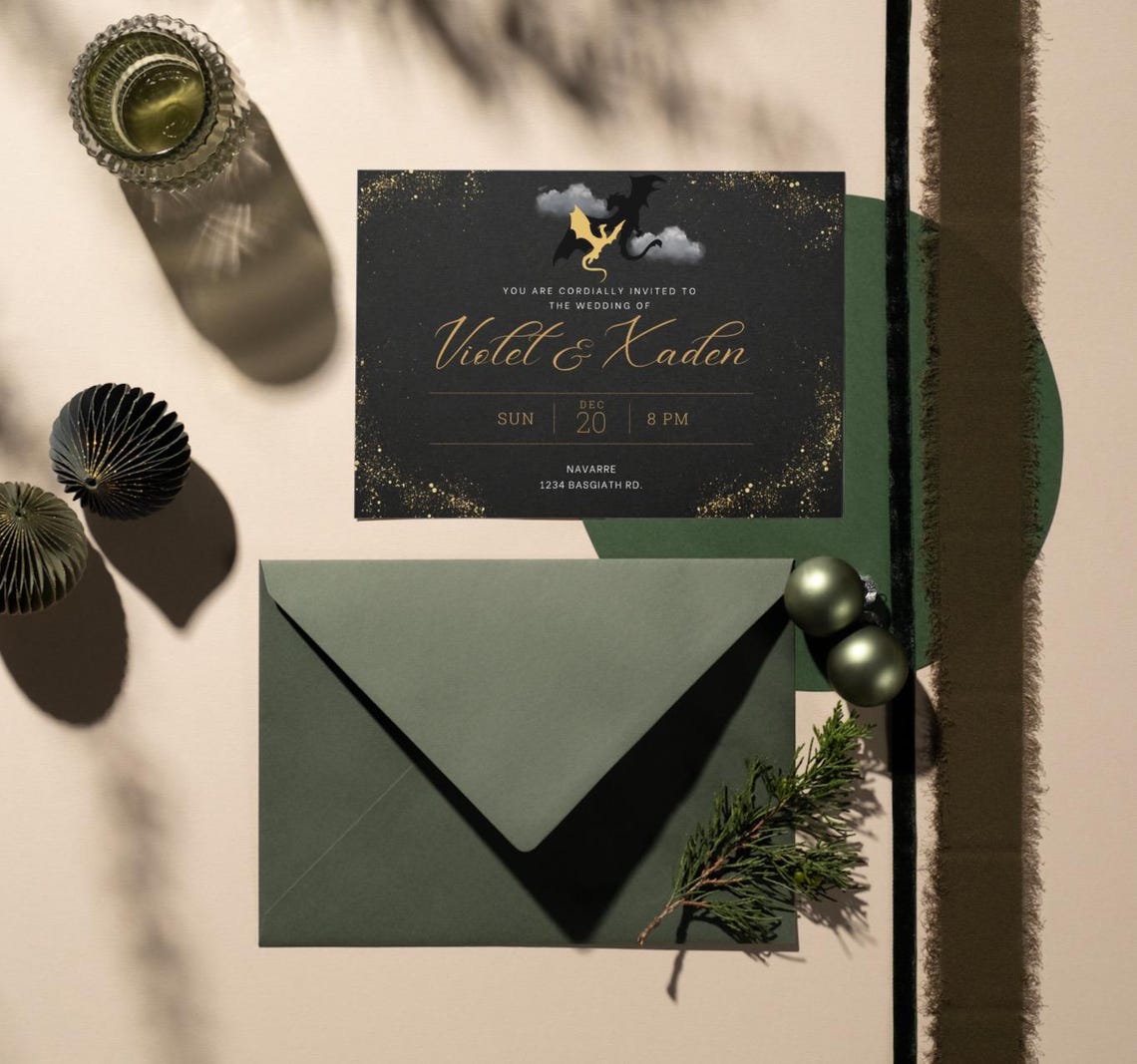 Fourth Wing Inspired Wedding Invitation | Digital Download - Etsy