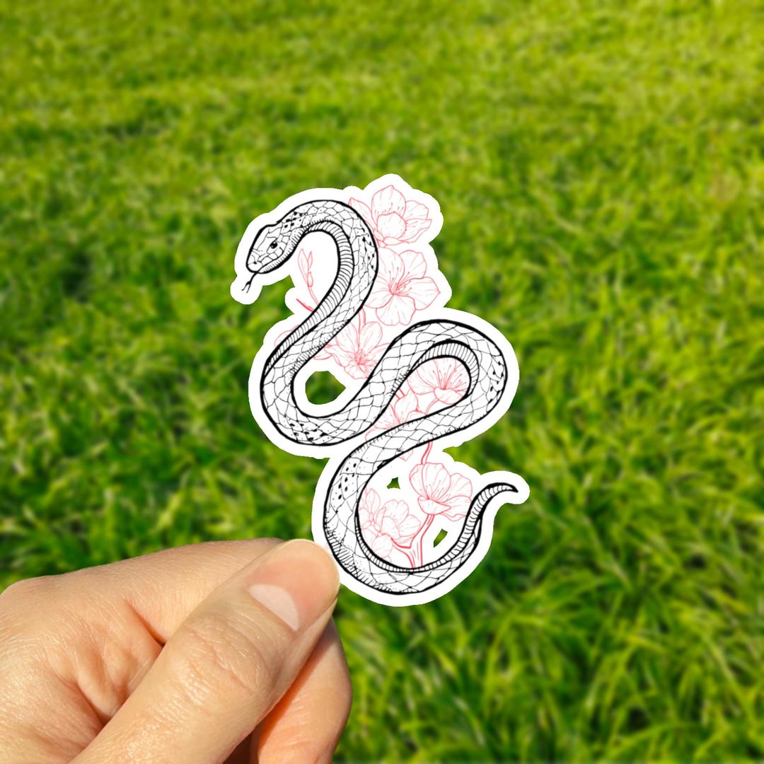 Snake Cherry Blossom Sticker, Snake Stickers, Cherry Blossom Sticker ...
