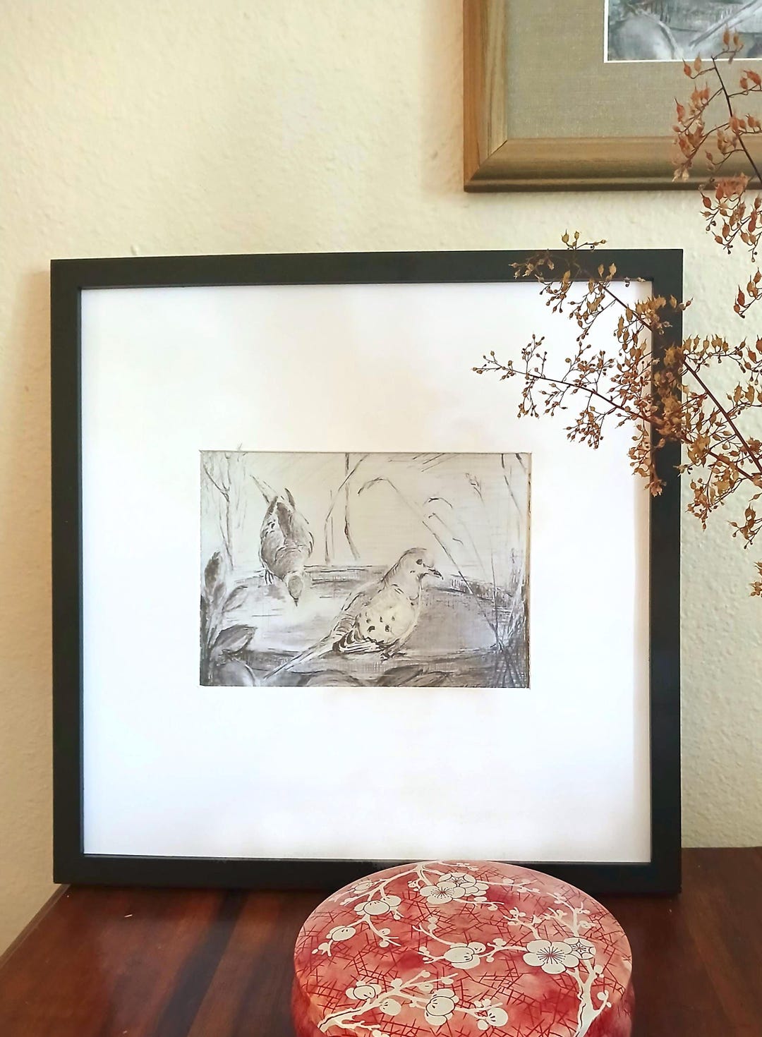 Mourning Doves Art Print, Printable Small Birds / Nature Drawing ...