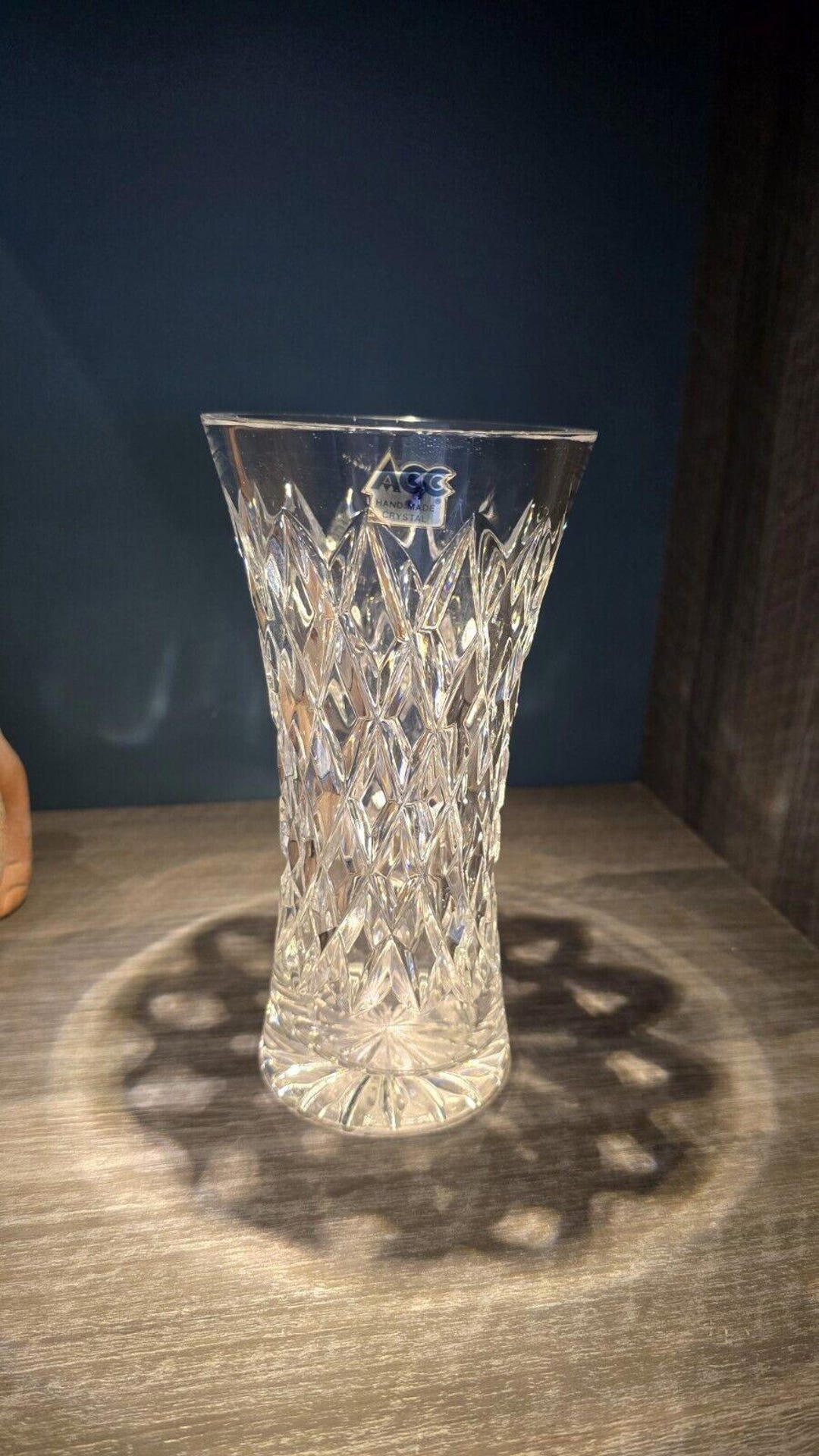 Vintage Acc Handmade Crystal Vase - Etsy
