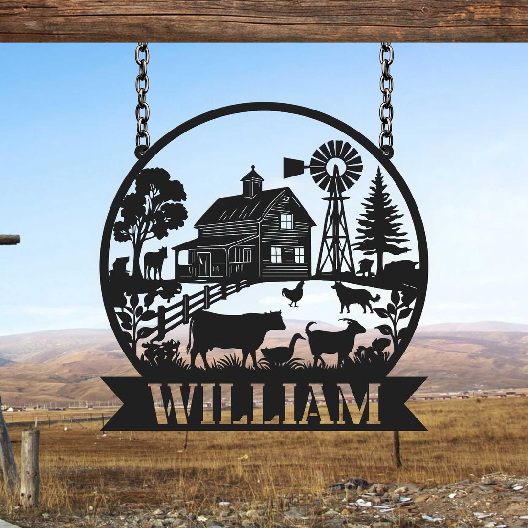 Personalized Metal Farm Sign, Custom Farmhouse Decor, Farmer Gift ...