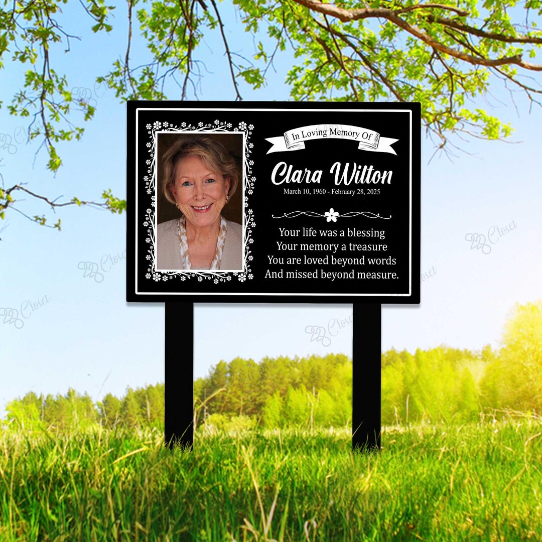 Personalized Memorial Photo Sign, Memorial Photo Grave Marker, in ...