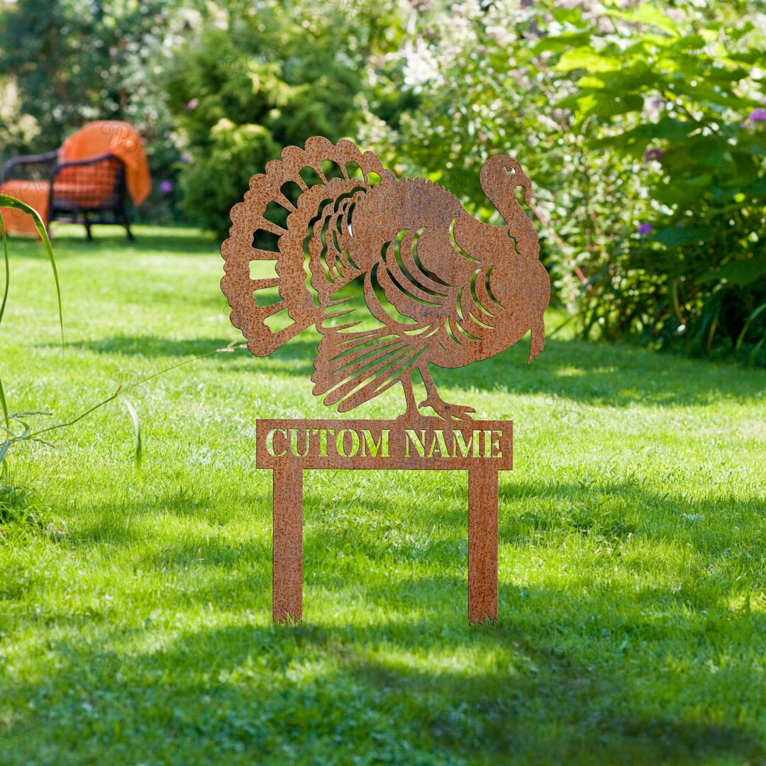 Custom Turkey Stake, Rust Wild Turkey Metal Sign, Garden Decor, Turkey ...