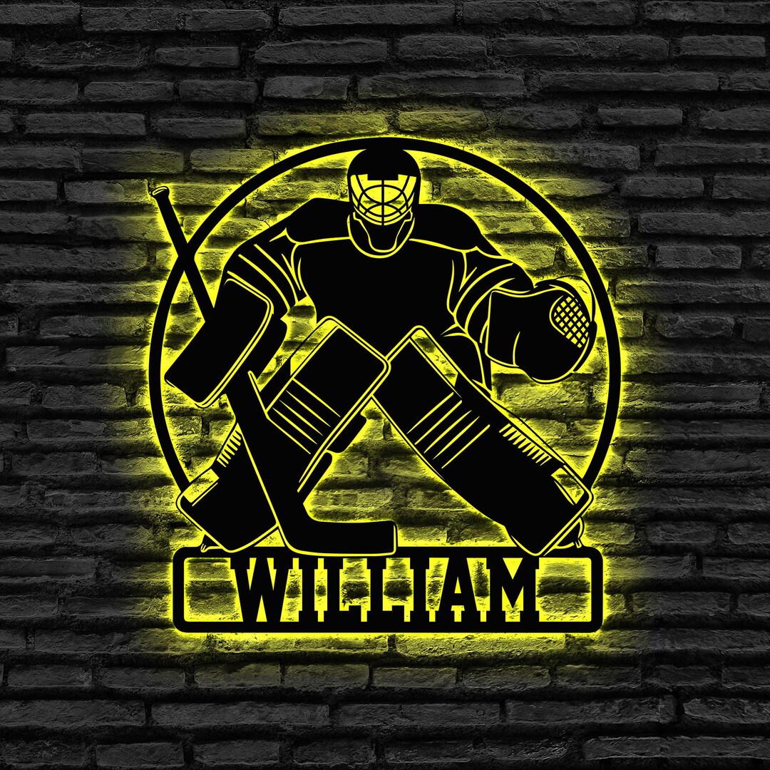 Custom Hockey LED Sign, Hockey Metal LED Sign, Gift for Hockey Players ...