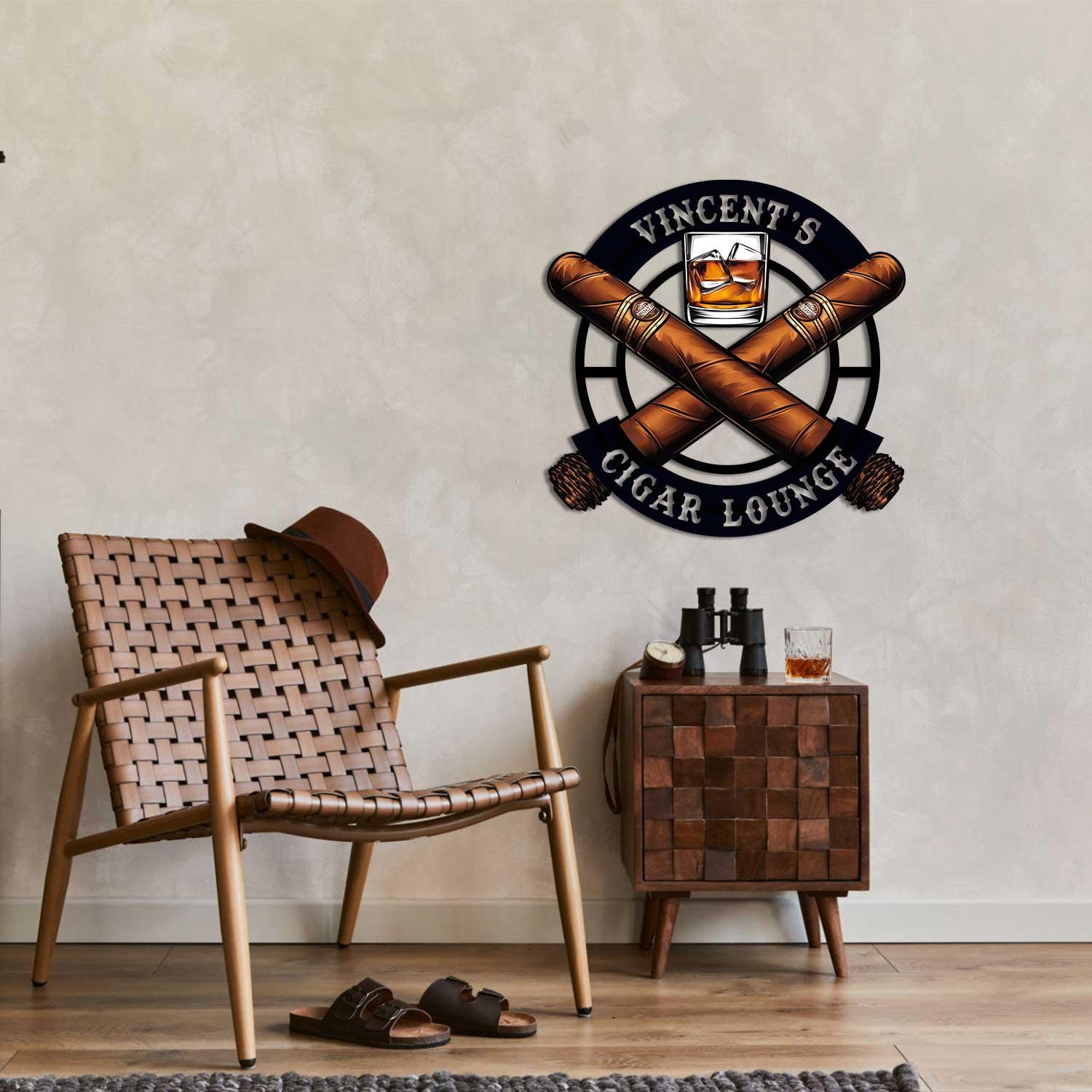 Custom Cigar Lounge Metal Wall Art LED Light, Personalized Smoking ...