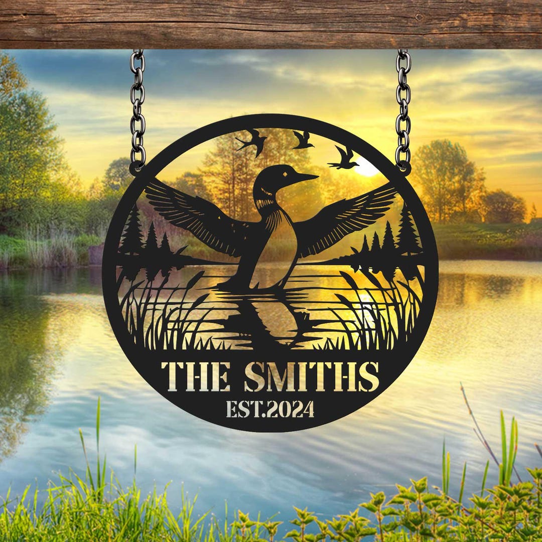 Custom Loon Metal Sign, Lake Loon Sign, Lake House Metal Sign ...