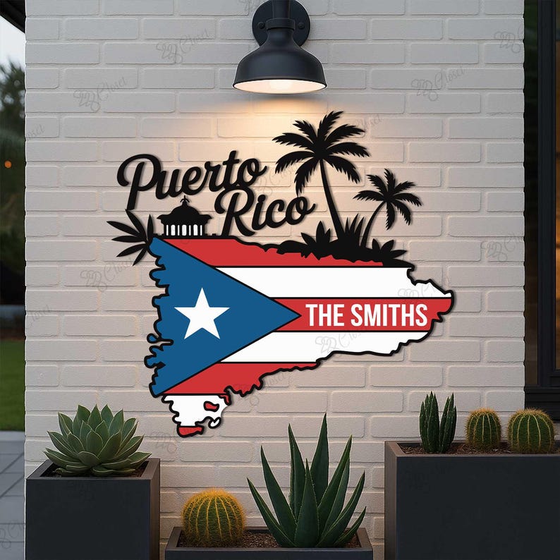 Custom Puerto Rico Map Sign,puerto Rico Flag Wall Art,puerto Rico Metal ...