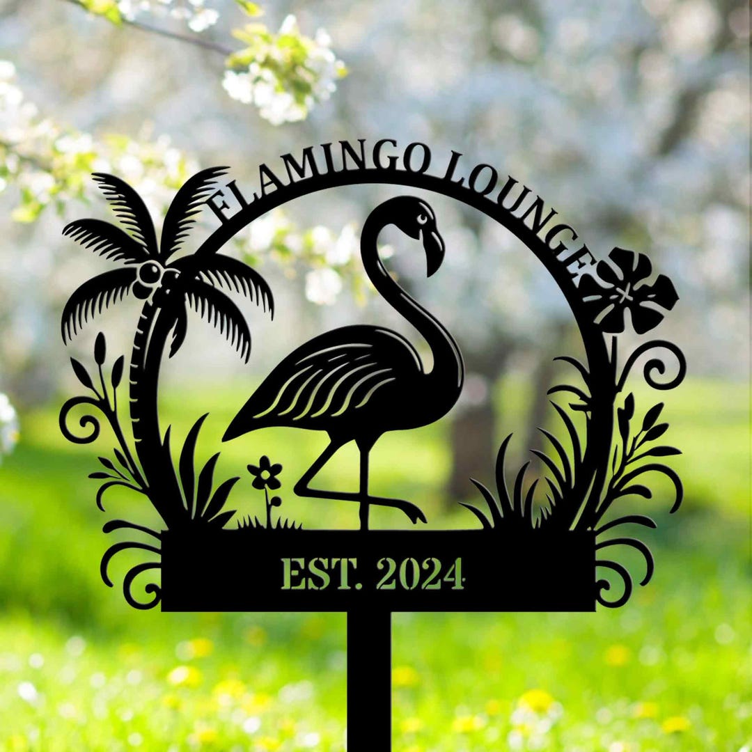 Custom Flamingo Name Sign, Flamingo Stake, Flamingo House Number Sign ...