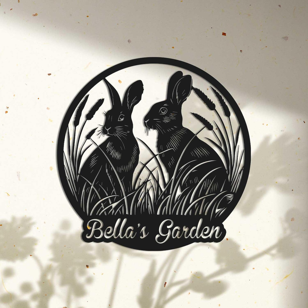 Custom Rabbit Garden Sign - Personalized Metal Yard Decor-rabbit Yard ...