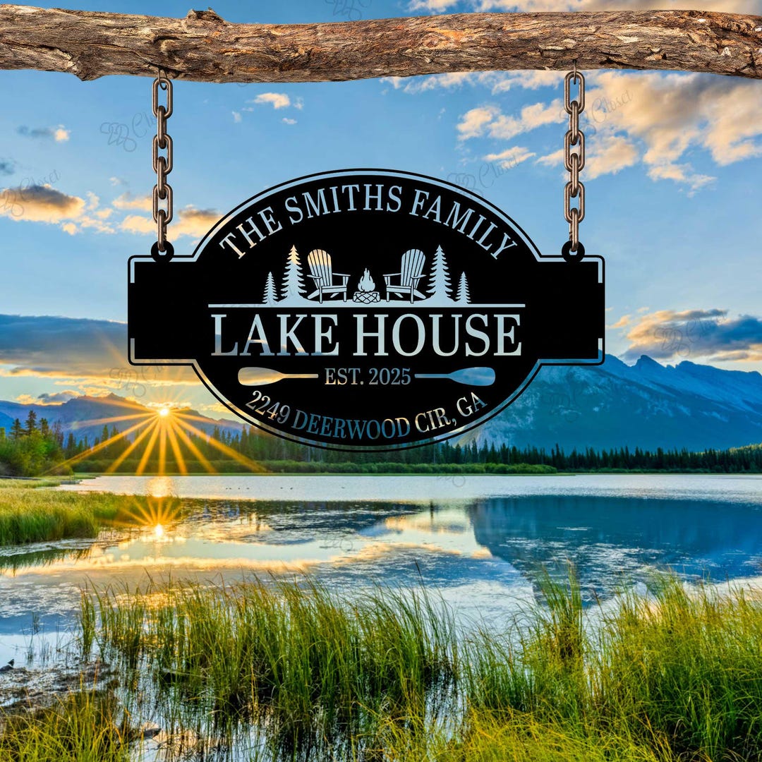 Custom Lake House Metal Sign, Family Lake House Sign, Personalized ...