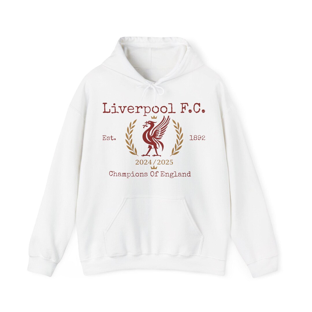 Liverpool FC 2024/2025 Champions of England Sweatshirt, 20th League Title, Gold Laurel Victory ...