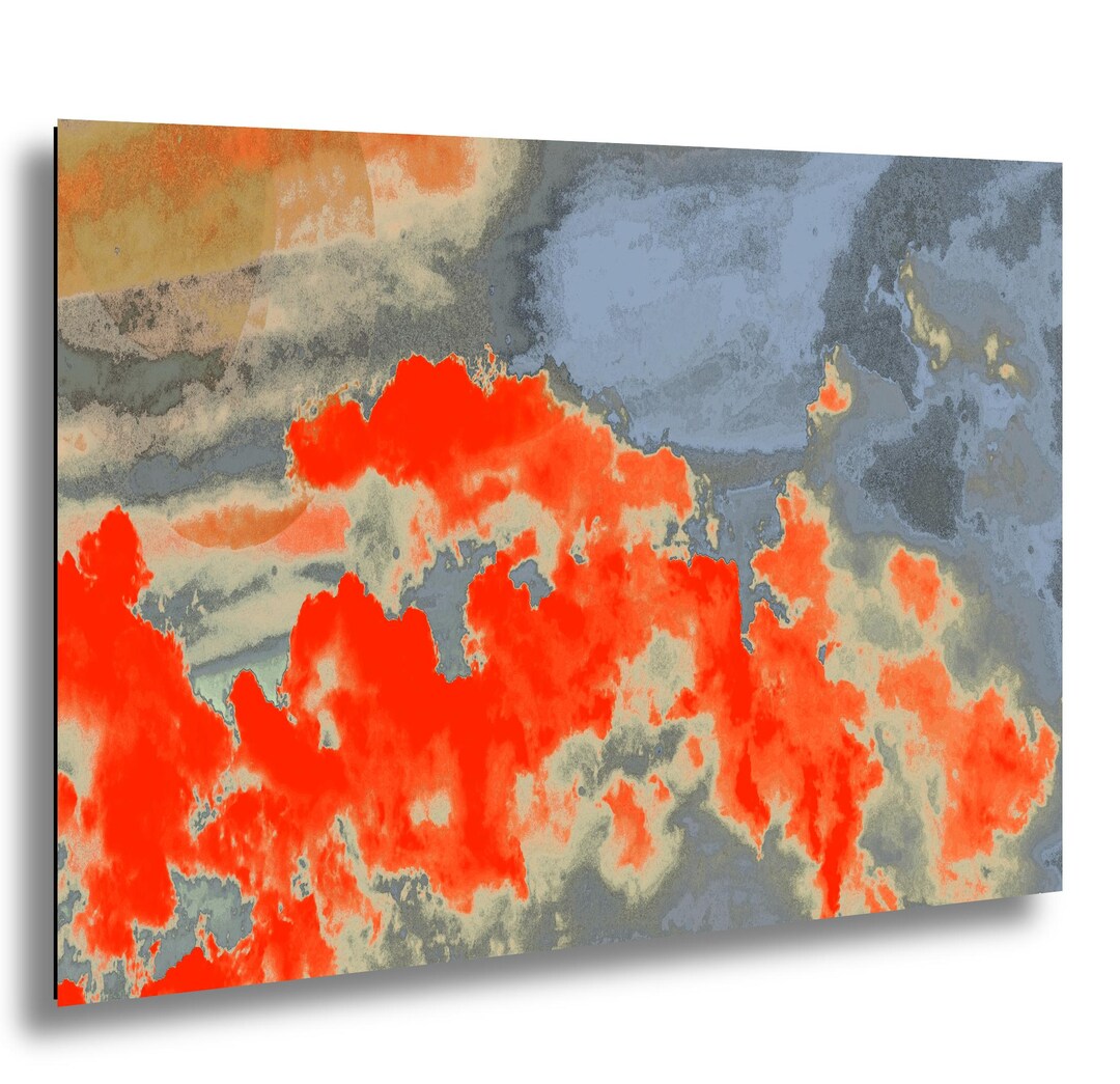 Abstract Cloudscape in Shades of Orange, Blues, and Grays - Abstract ...