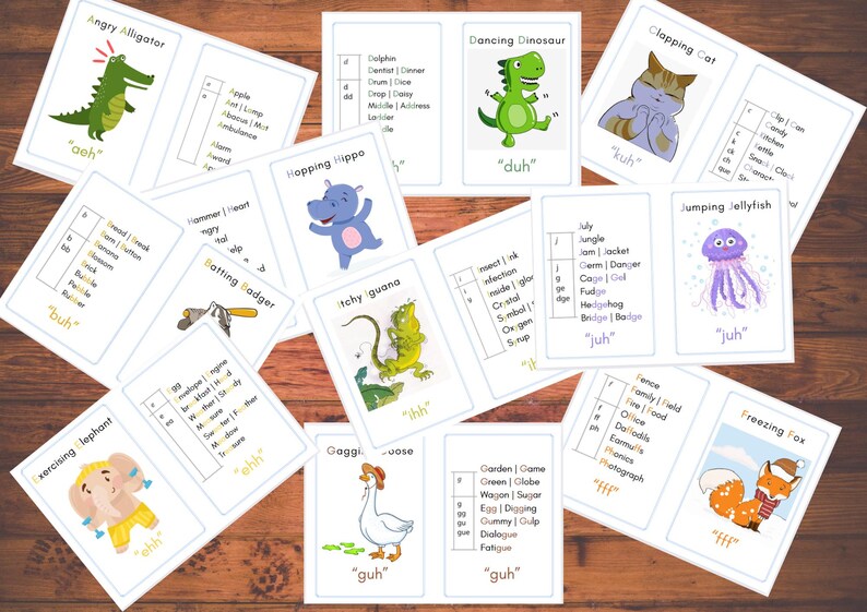 Phonics Flashcards for Children in Nursery & Kindergarten. Animal ...