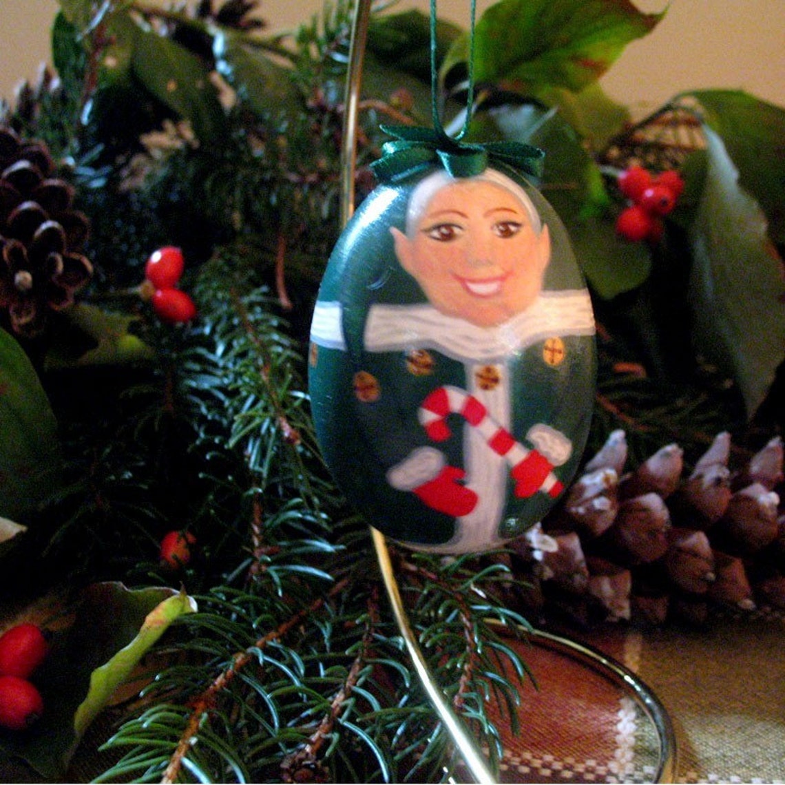 Impish Elf Egg Hand Painted Christmas Ornament Gift - Etsy