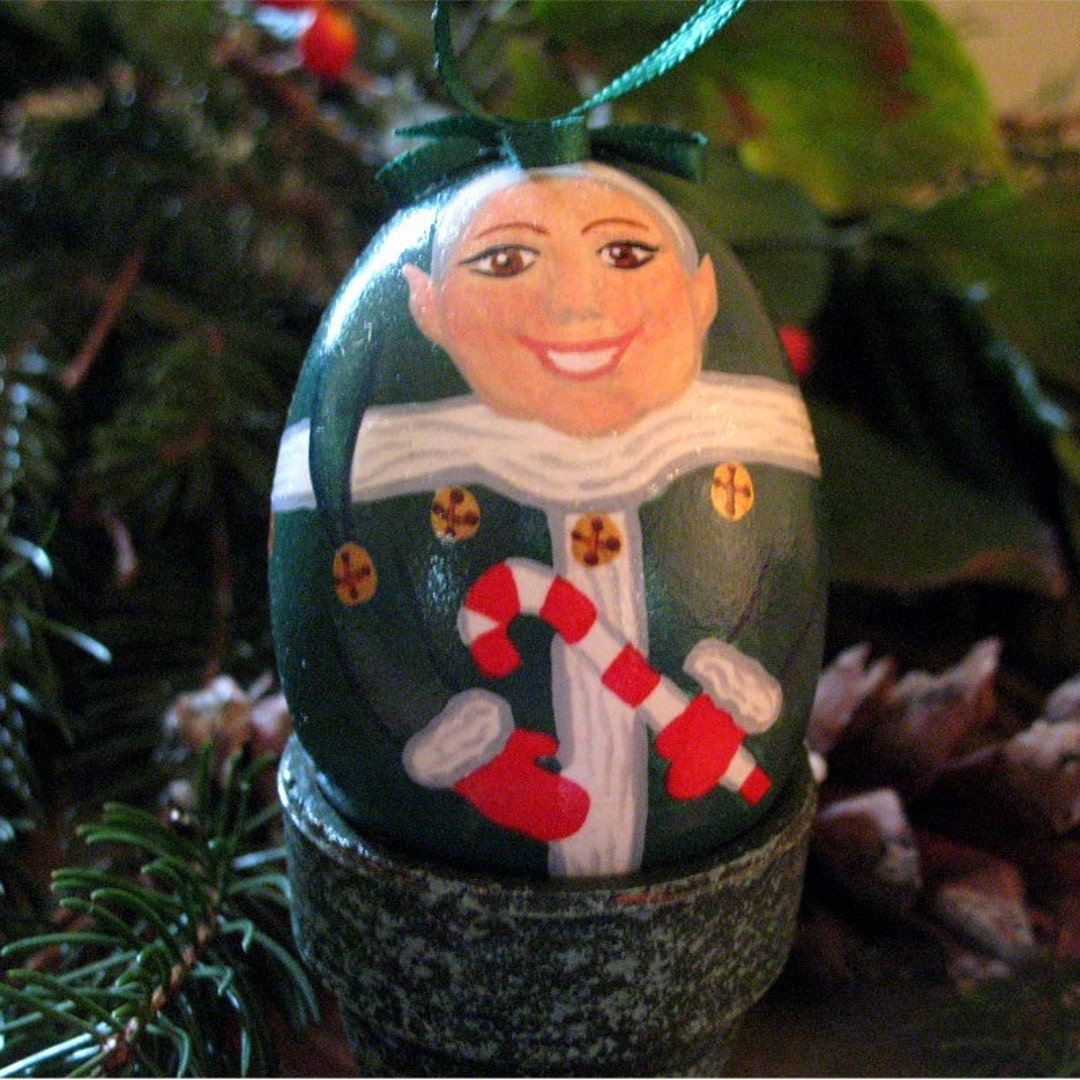 Impish Elf Egg Hand Painted Christmas Ornament Gift - Etsy