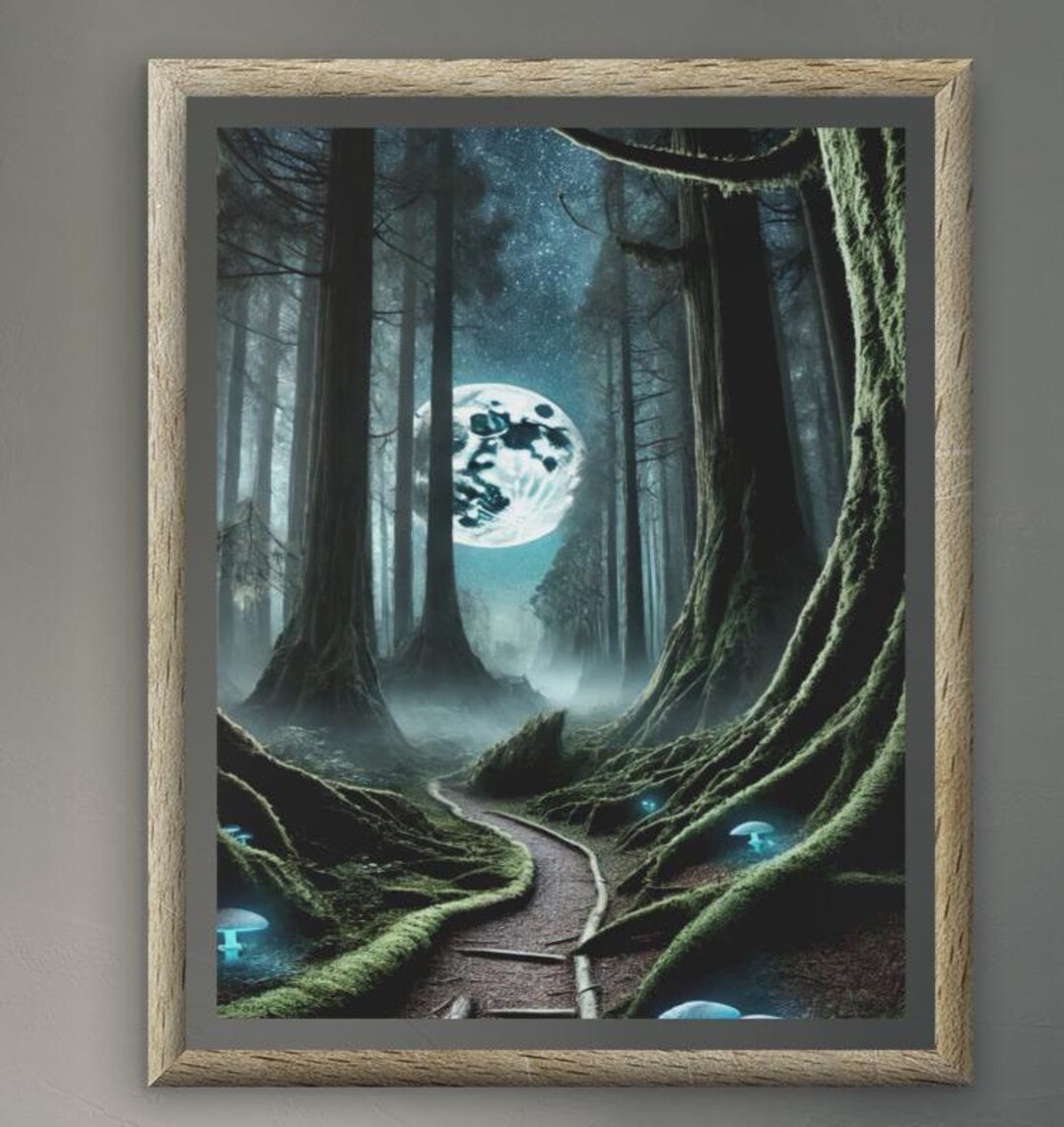 Dark Forest Wall Art, Dark Forest Wall Decor, Mystical Dark Forest Art ...