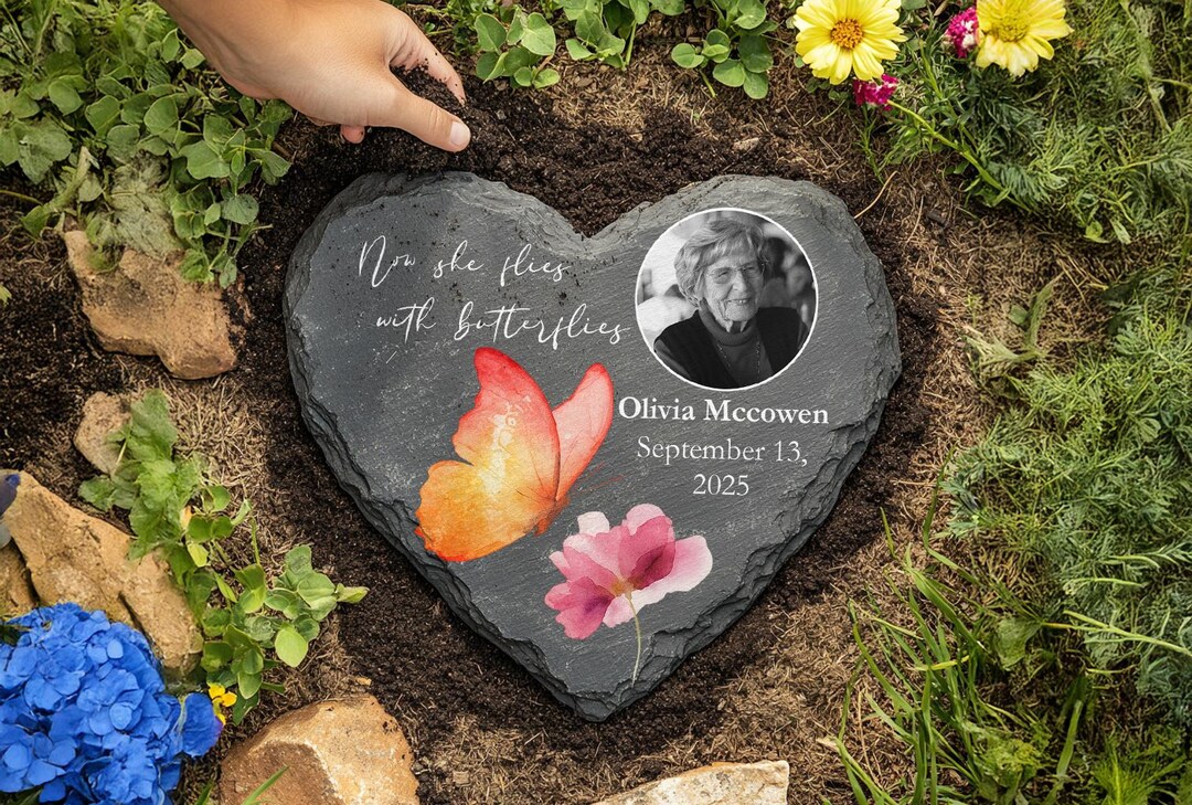 Custom Photo Slate Plaque Headstone, Cemetery Grave Marker, Affordable ...