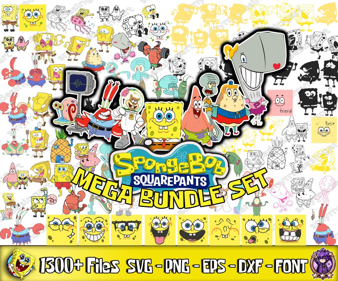 Sponge SVG Png Dxf Eps Bundle, Cut Files, Cricut, Silhouette, Birthday ...