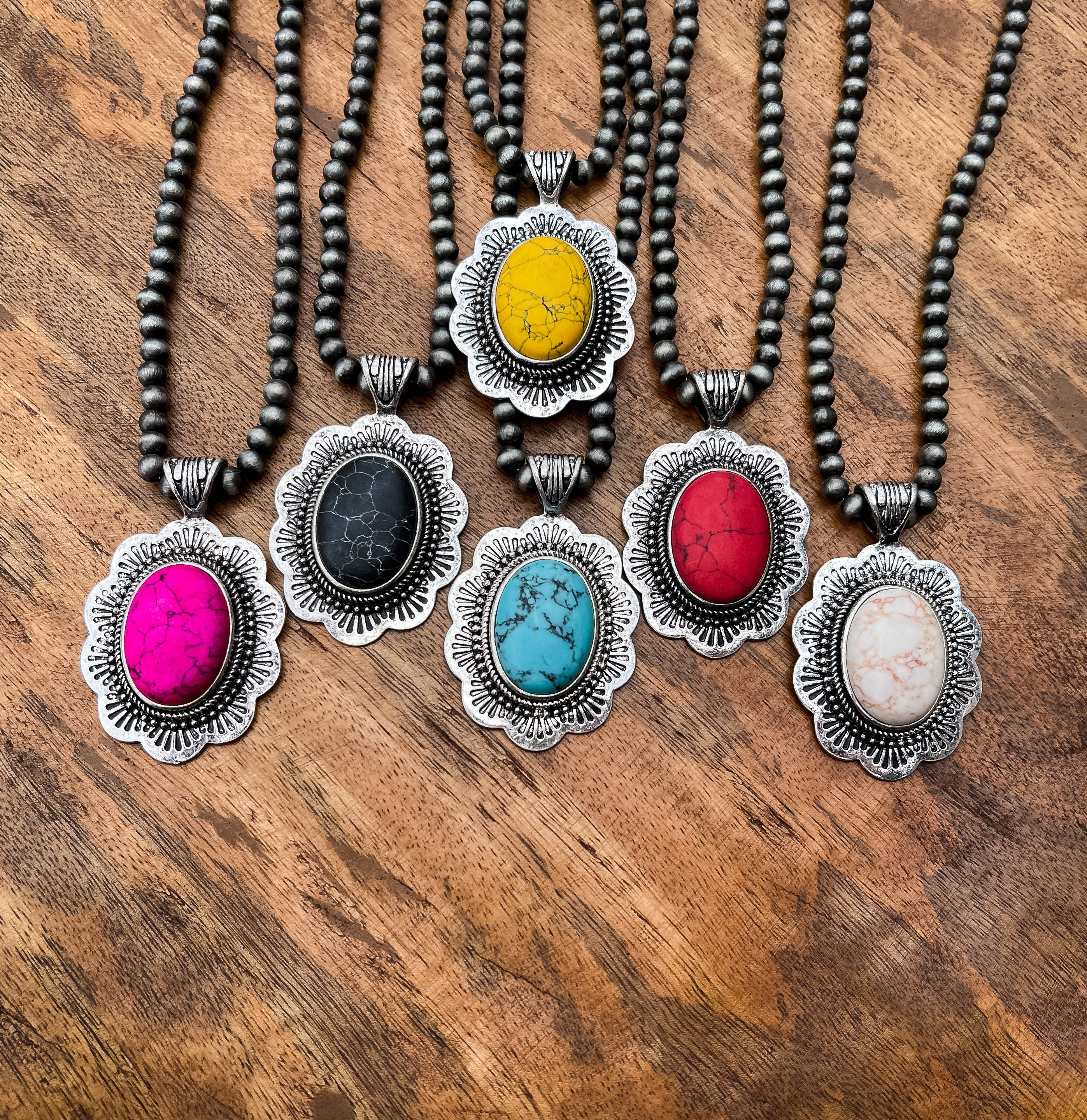 Large Concho and Navajo Pearl Stone Necklace - Etsy
