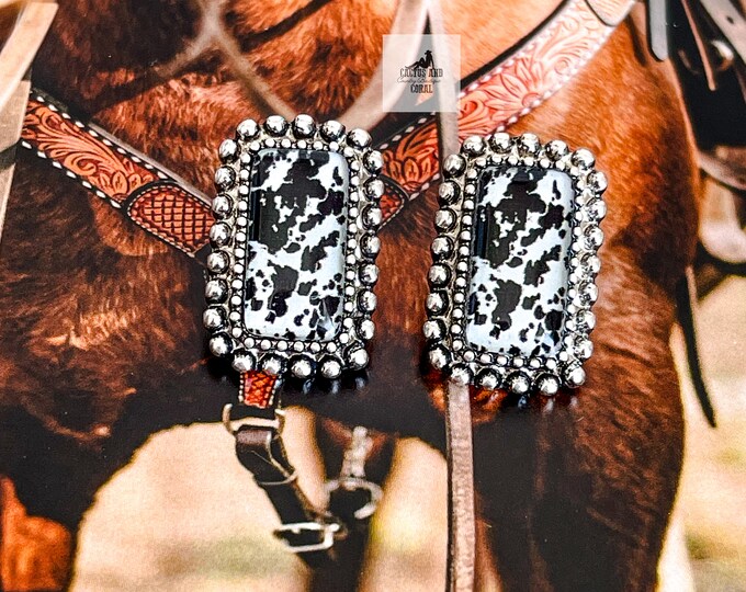 Black and White Cow Print Silver Studs, Western Jewelry, Western ...