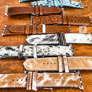 Leather Cowhide Watch Band, Tooled Leather Watch Strap, Western Watch ...