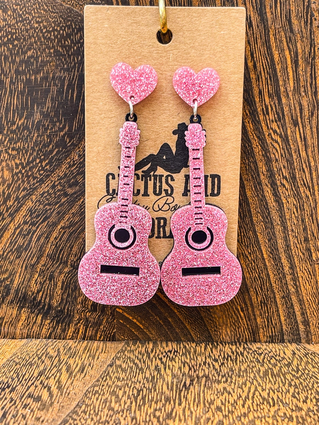 Cute Pink Heart Guitar Earrings| Music Teacher Gift| Valentines Day ...