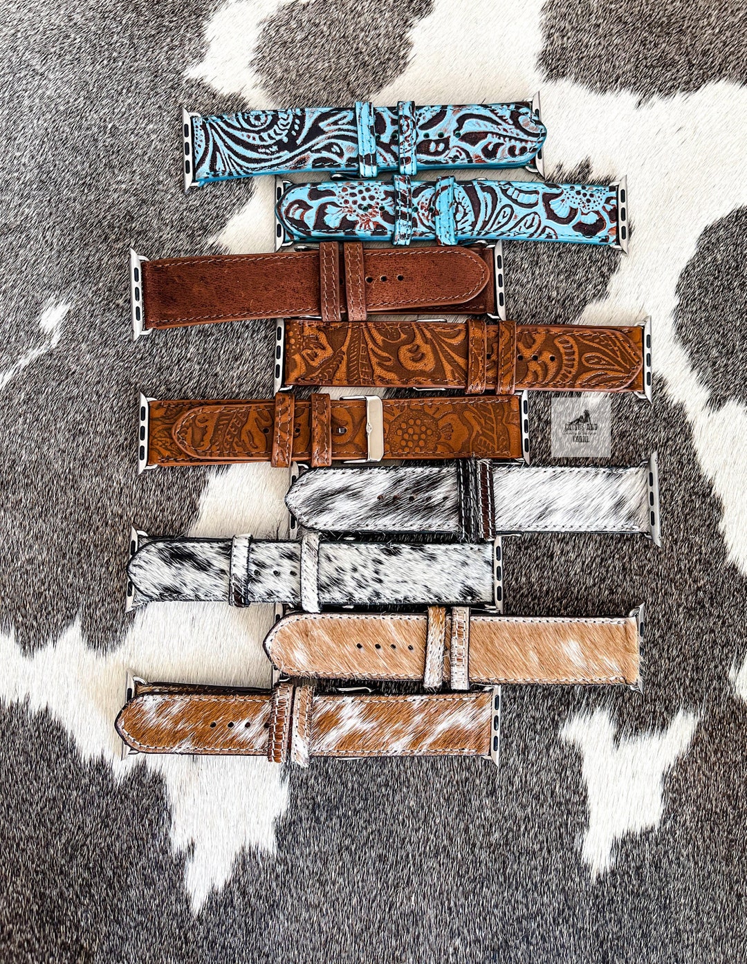Leather Cowhide Watch Band, Tooled Leather Watch Strap, Western Watch ...