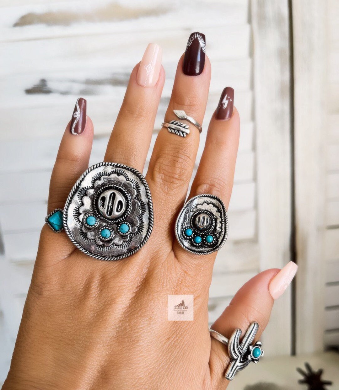 Turquoise and Silver Cowboy Hat Cuff Ring - Etsy