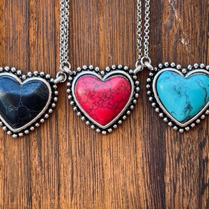 Western Heart Pendant Necklace| Natural Stone Charm | Western Jewelry ...