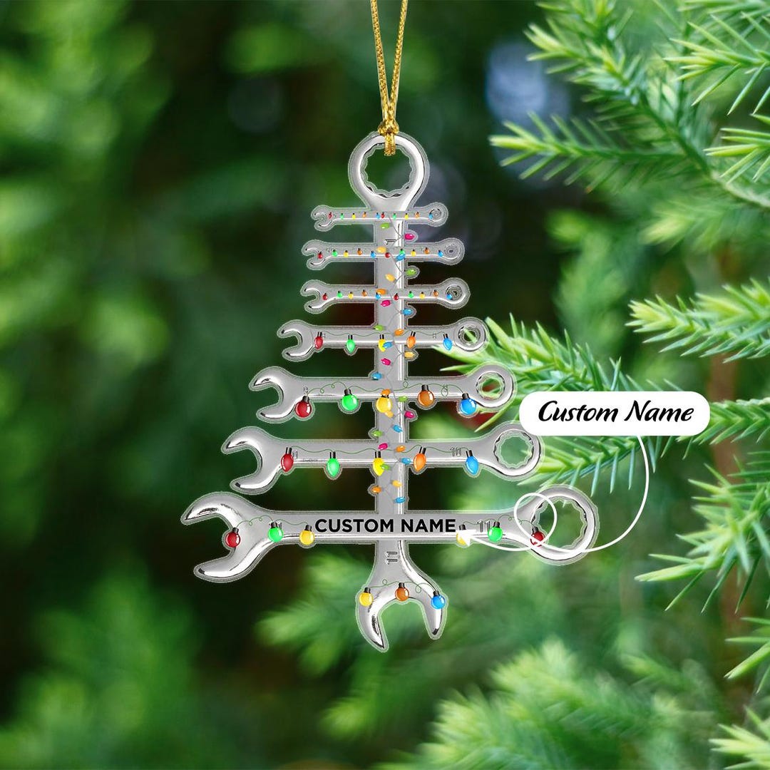 Personalized Wrench Ornament, Custom Mechanic 2D Flat Christmas Tree ...