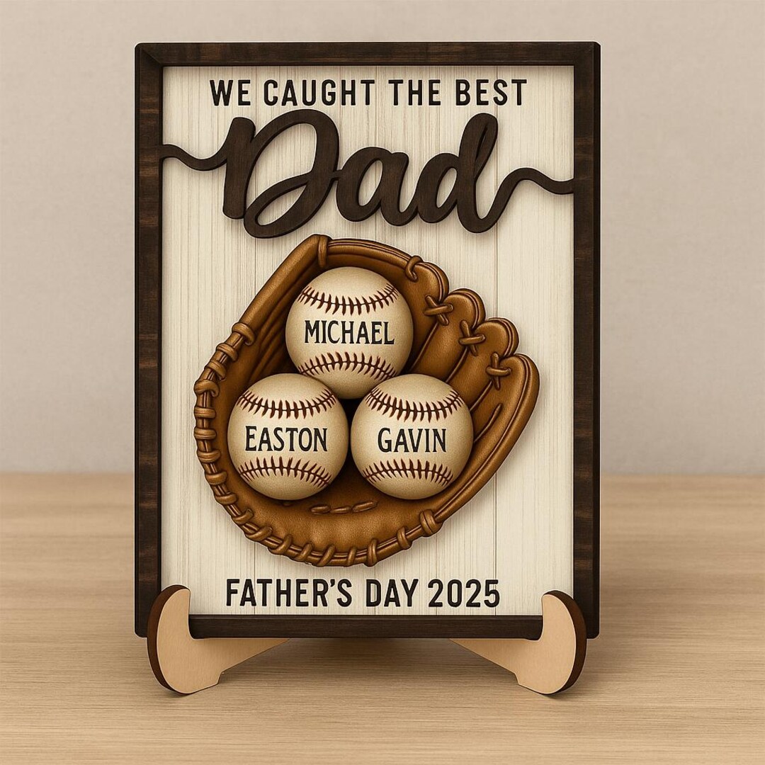 Personalized Baseball Dad Sign – "we Caught the Best Dad" Custom Father ...